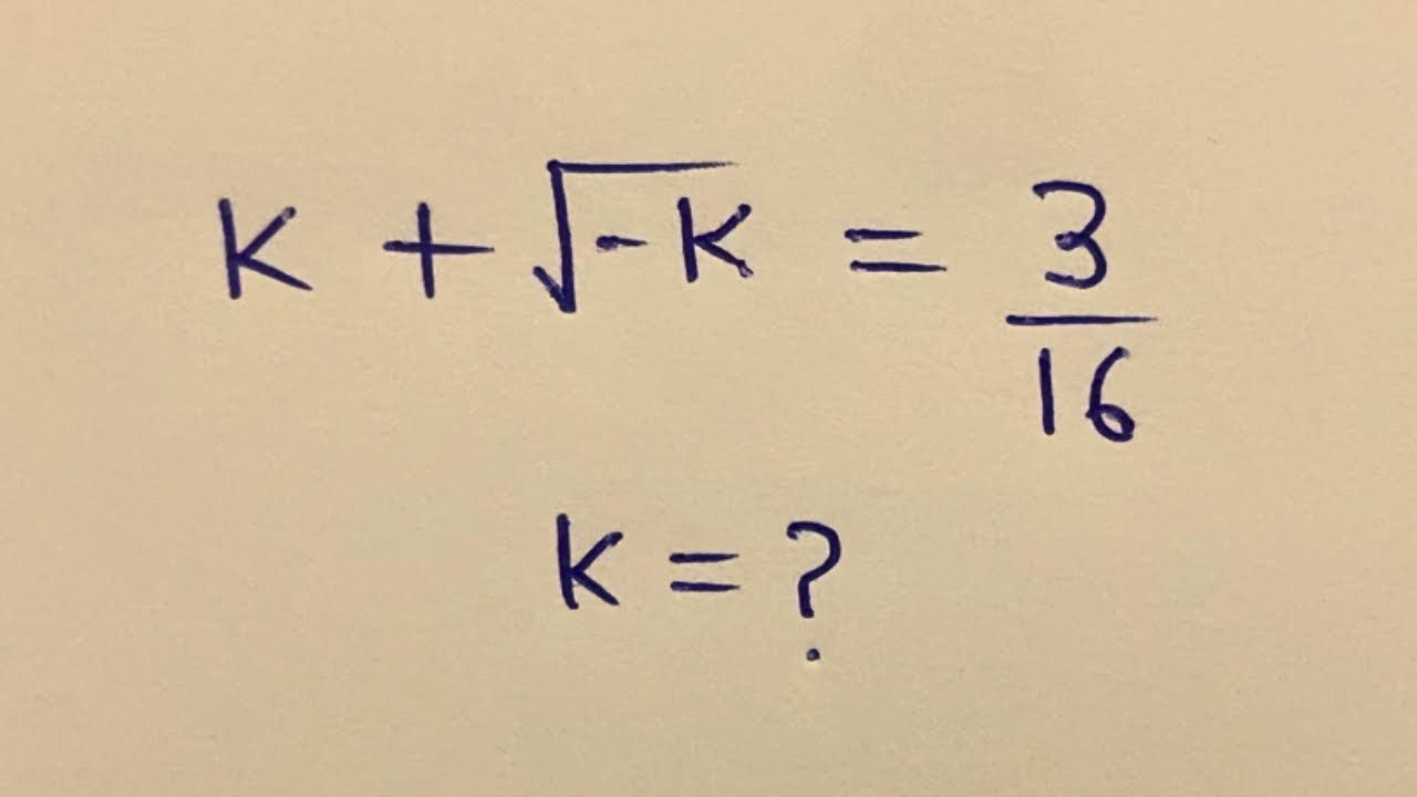 Nice Algebra Math Olympiad Problem | solve k=? - YouTube