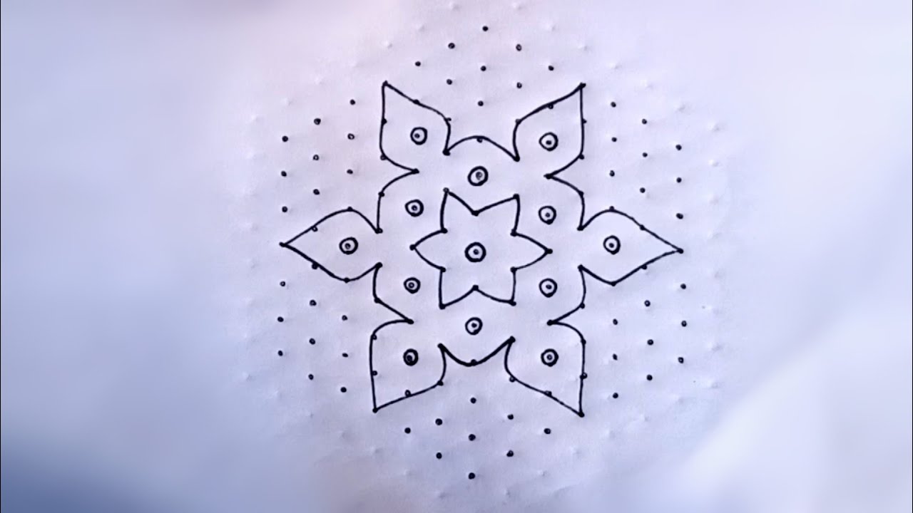 13*7 dots simple creative rangoli|beautiful rangoli|easy rangoli|13 ...