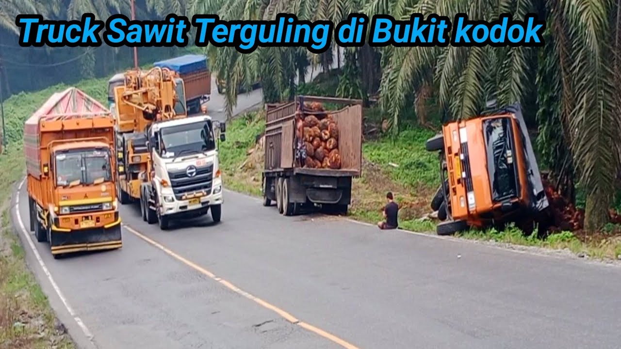 Truck Sawit Terguling di Tanjakan Bukit Kodok - YouTube