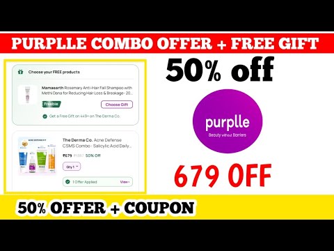Purplle combo offer + free gift || purple coupon code today || 50% off ...