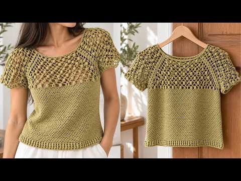 HOW TO Crochet Top Down Olive Blossom Blouse /Beginner Friendly  #crochet #crochettutorial