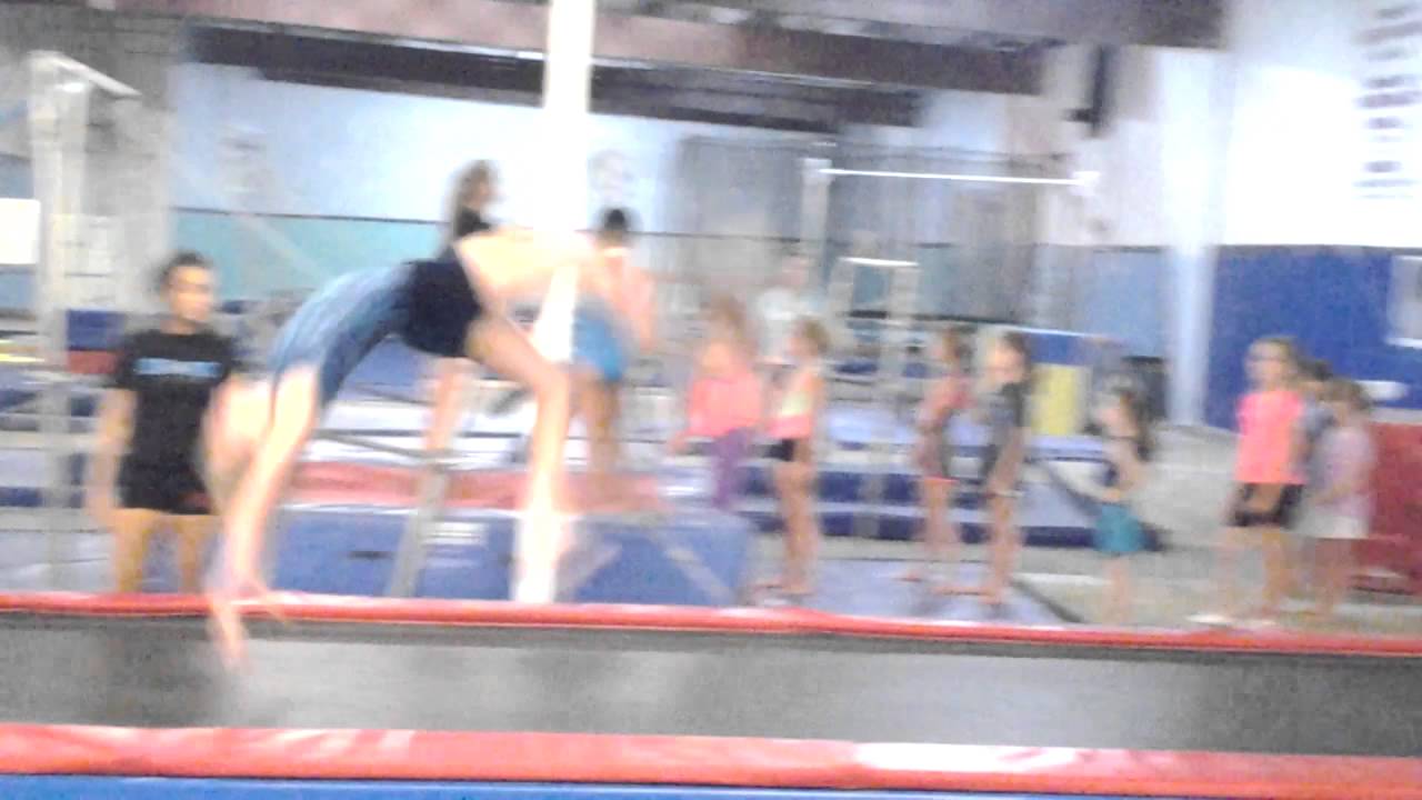 ER pike step out front handspring flyspring half - YouTube