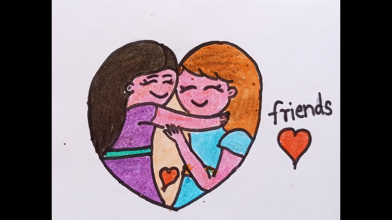 Best Friend Drawing|| Simple And Easy Drawing For Kids|| - YouTube