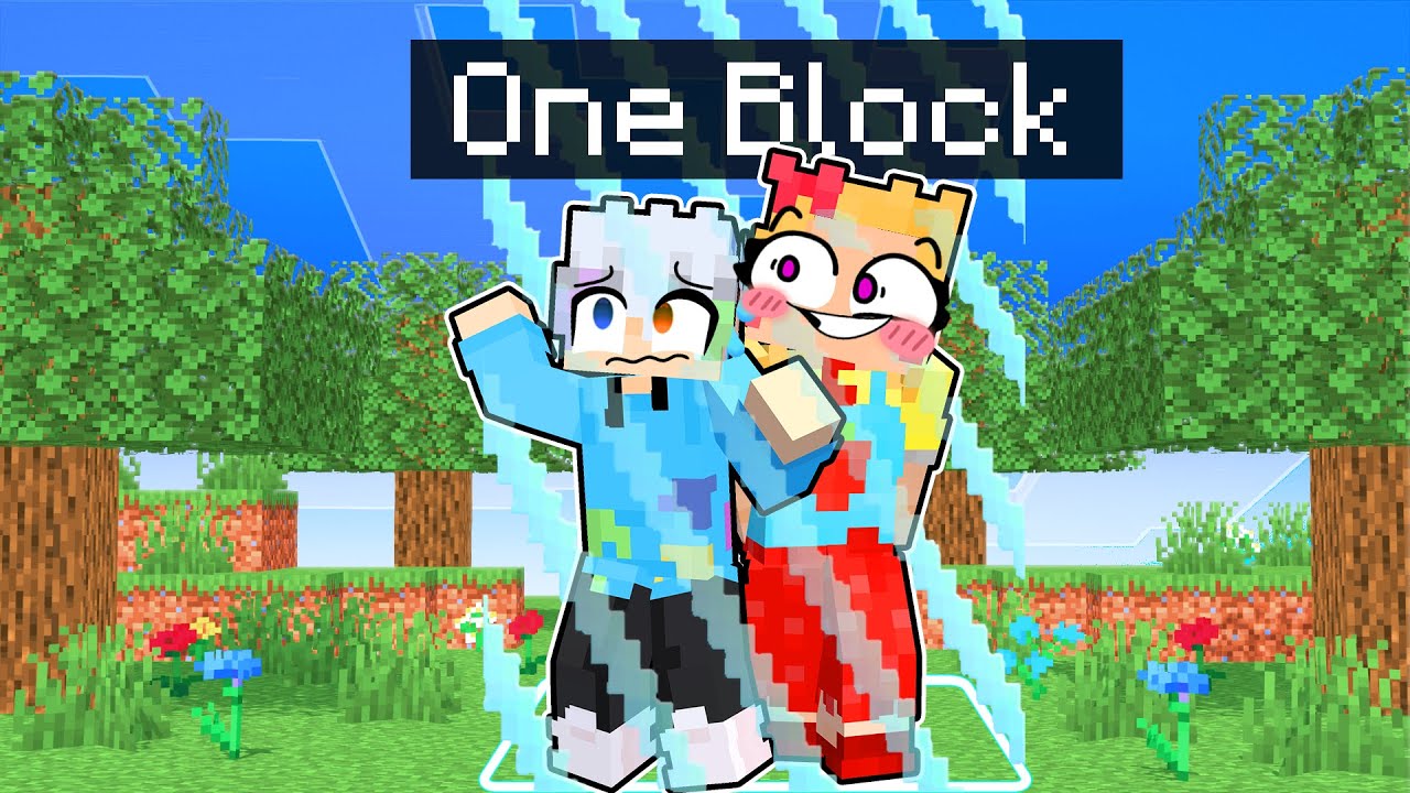 Stuck on ONE BLOCK with MISS DELIGHT in Minecraft! - YouTube