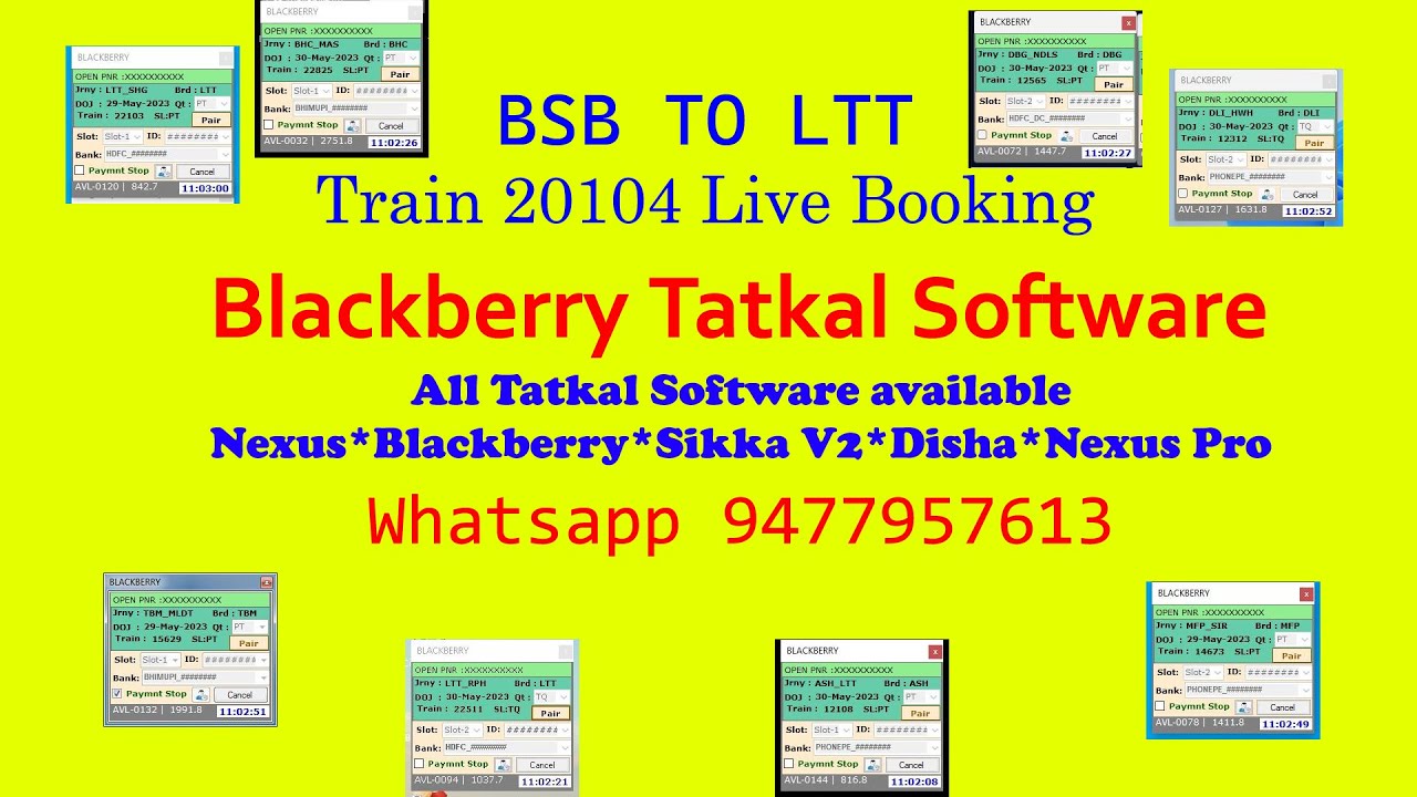 Blackberry Tatkal Software live booking Hard route - YouTube