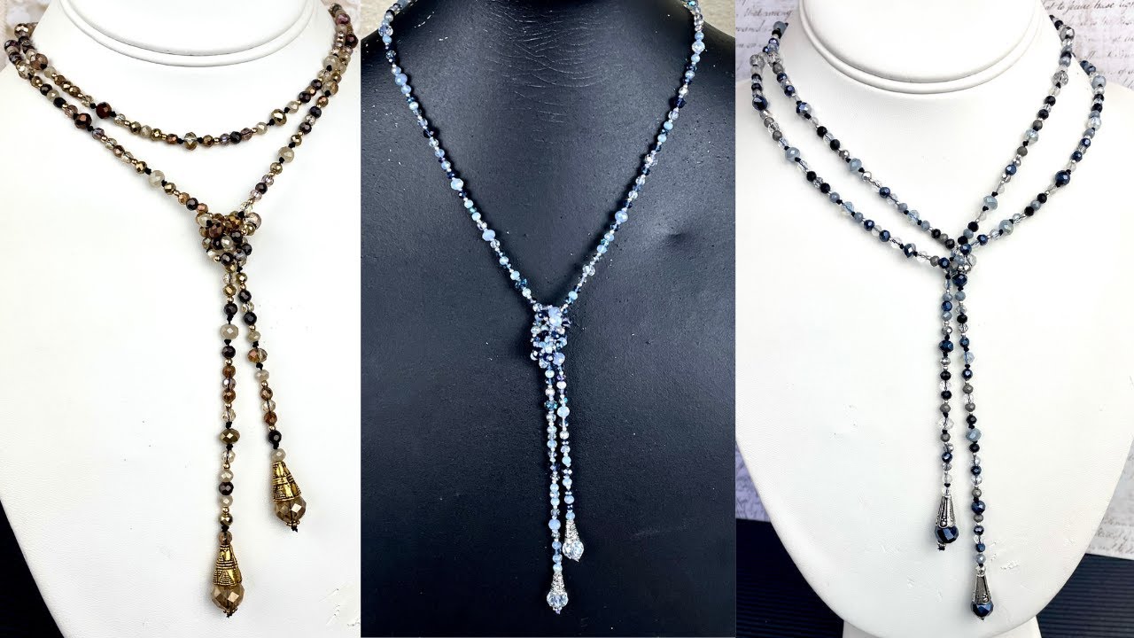 Make This Crystal Silk Lariat Using A Double Knotting Technique To Wear ...