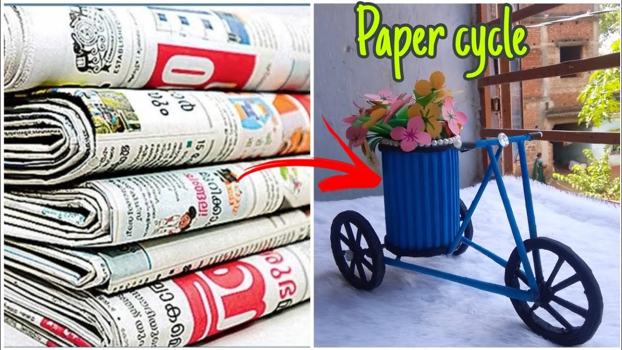 #newspaper bicycle 🚲 / makeing paper cycle / diy paper cycle ...