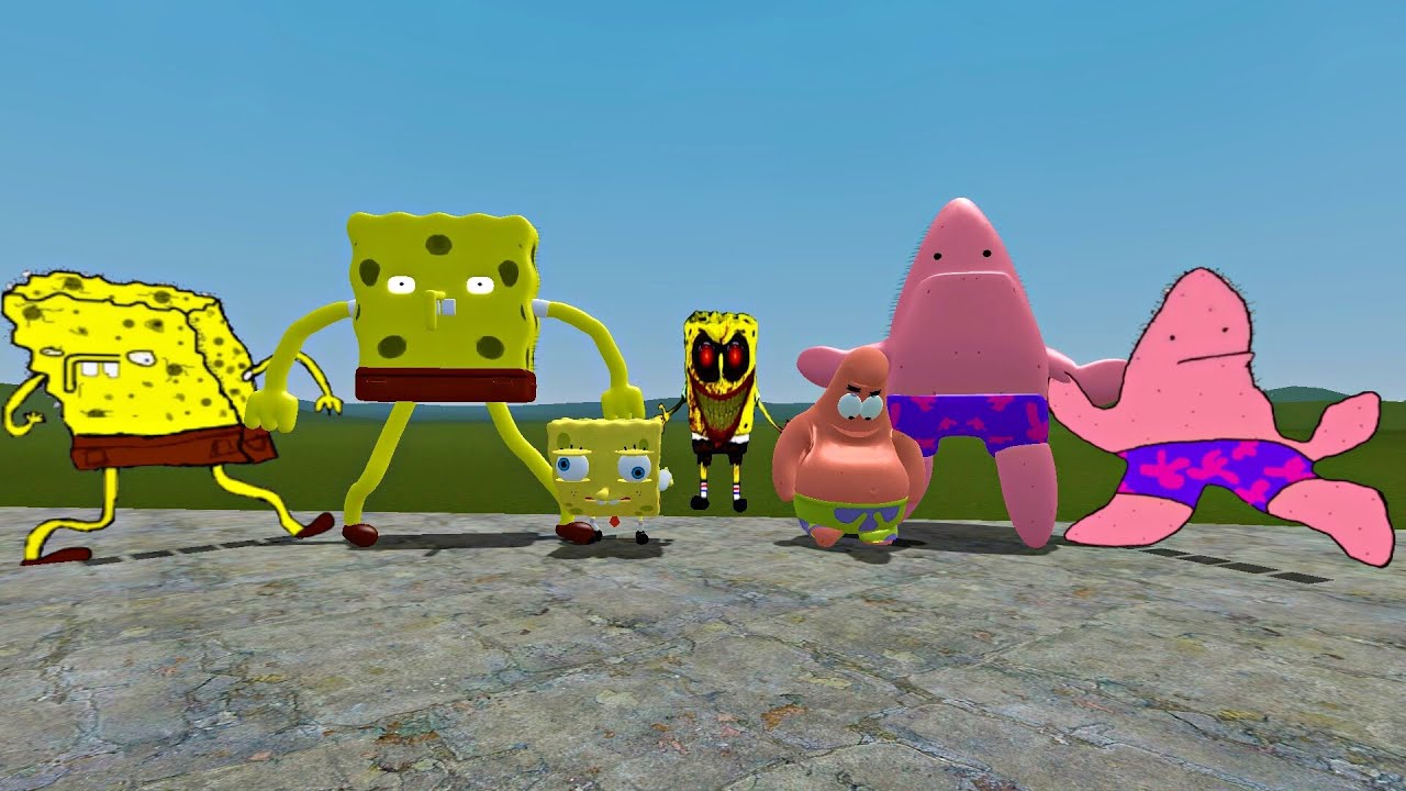 SPONGEBOB AND PATRICK STAR REALISTICE ,2D AND 3D in Garry's Mod - YouTube