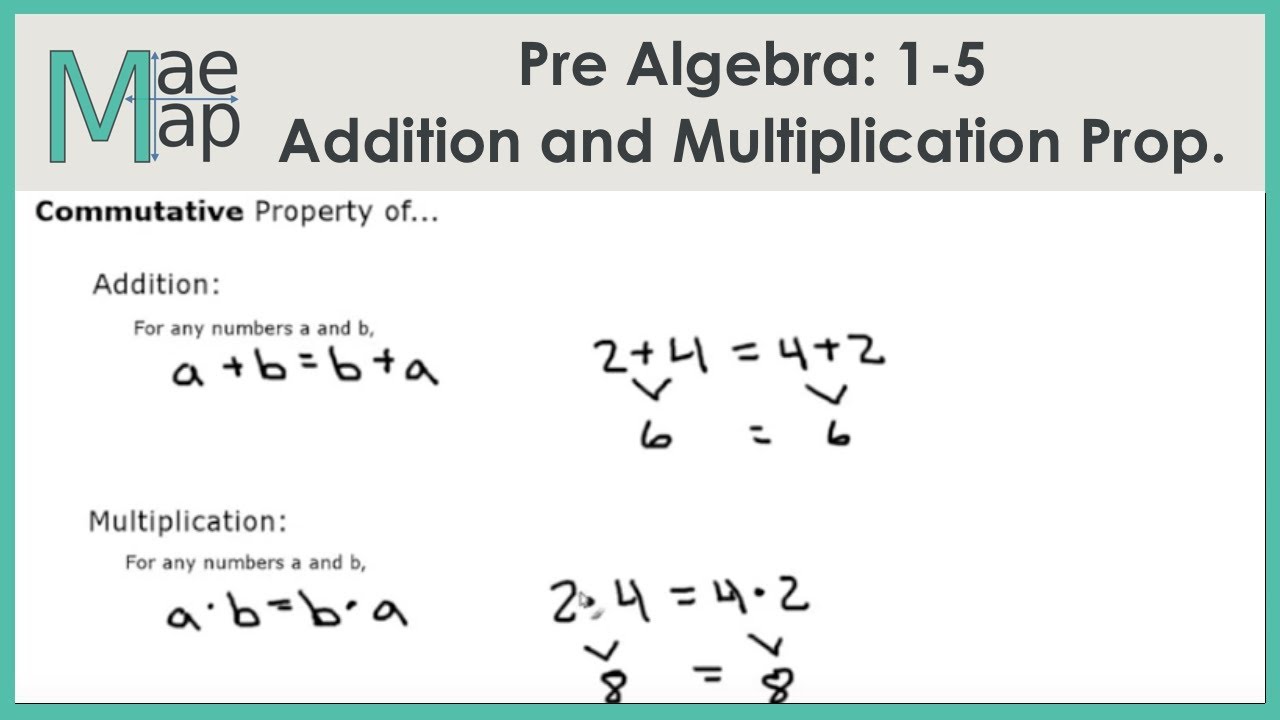 PreAlgebra: 1-5 Addition and Multiplication Properties - YouTube