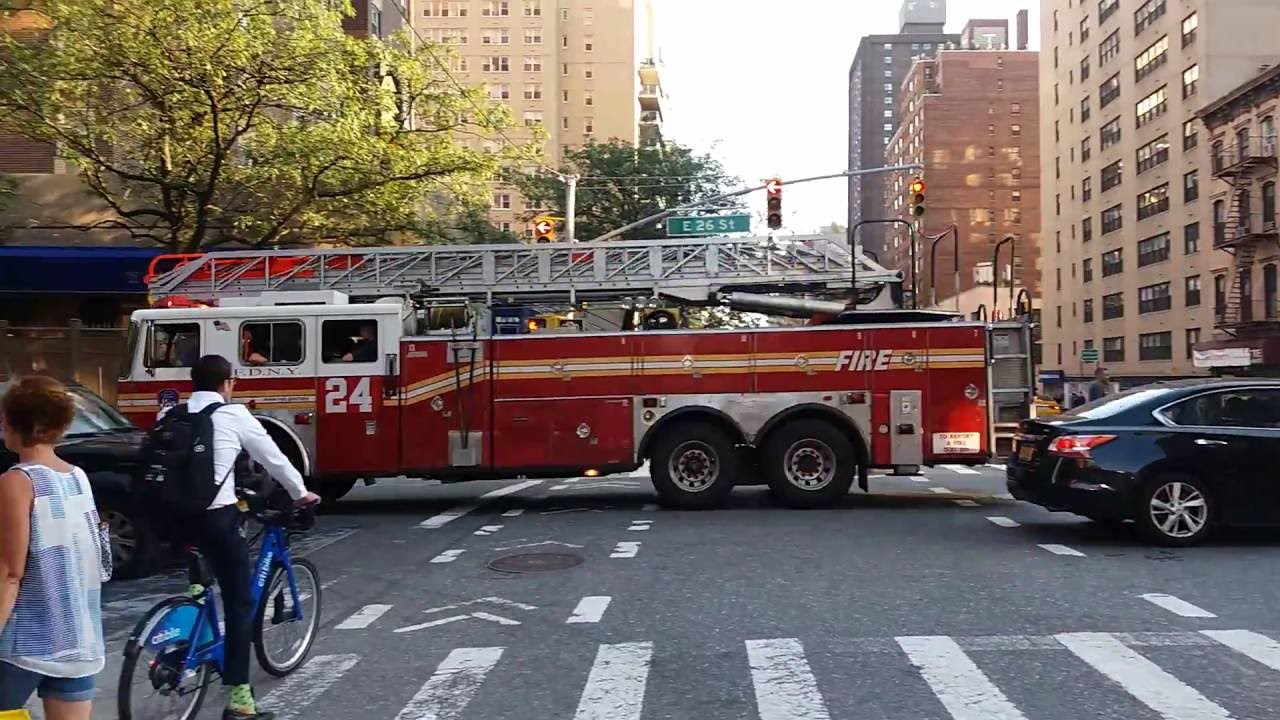 FDNY Ladder 24 Responding With A Spare In The Lower East Side Of ...