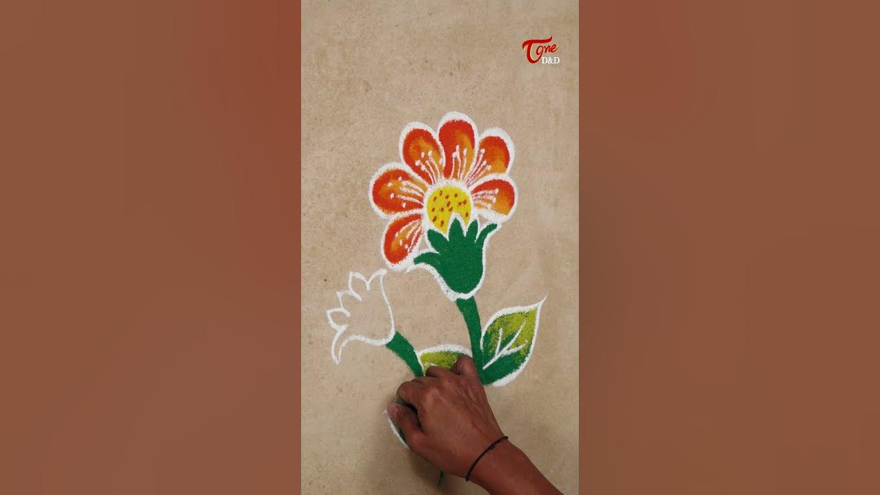 Beautiful Tri-Color Flower Rangoli Design | Tone Designs&Decors | # ...