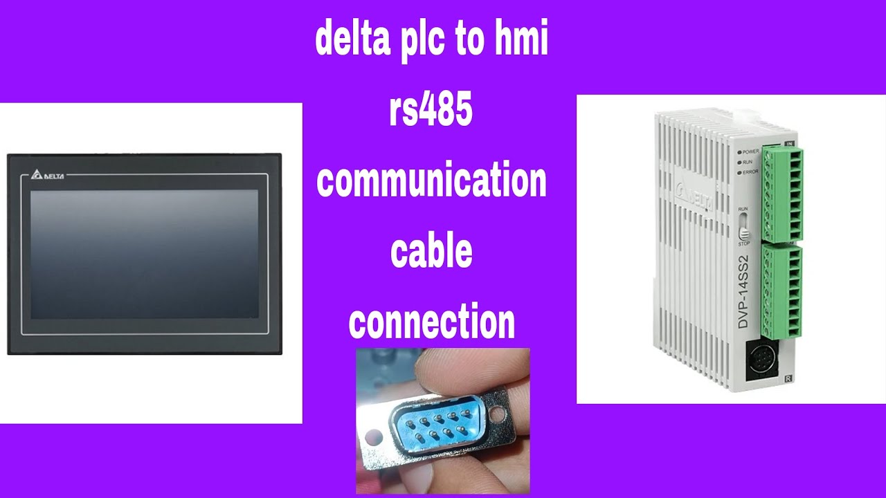 delta plc to hmi communication cable connection - YouTube