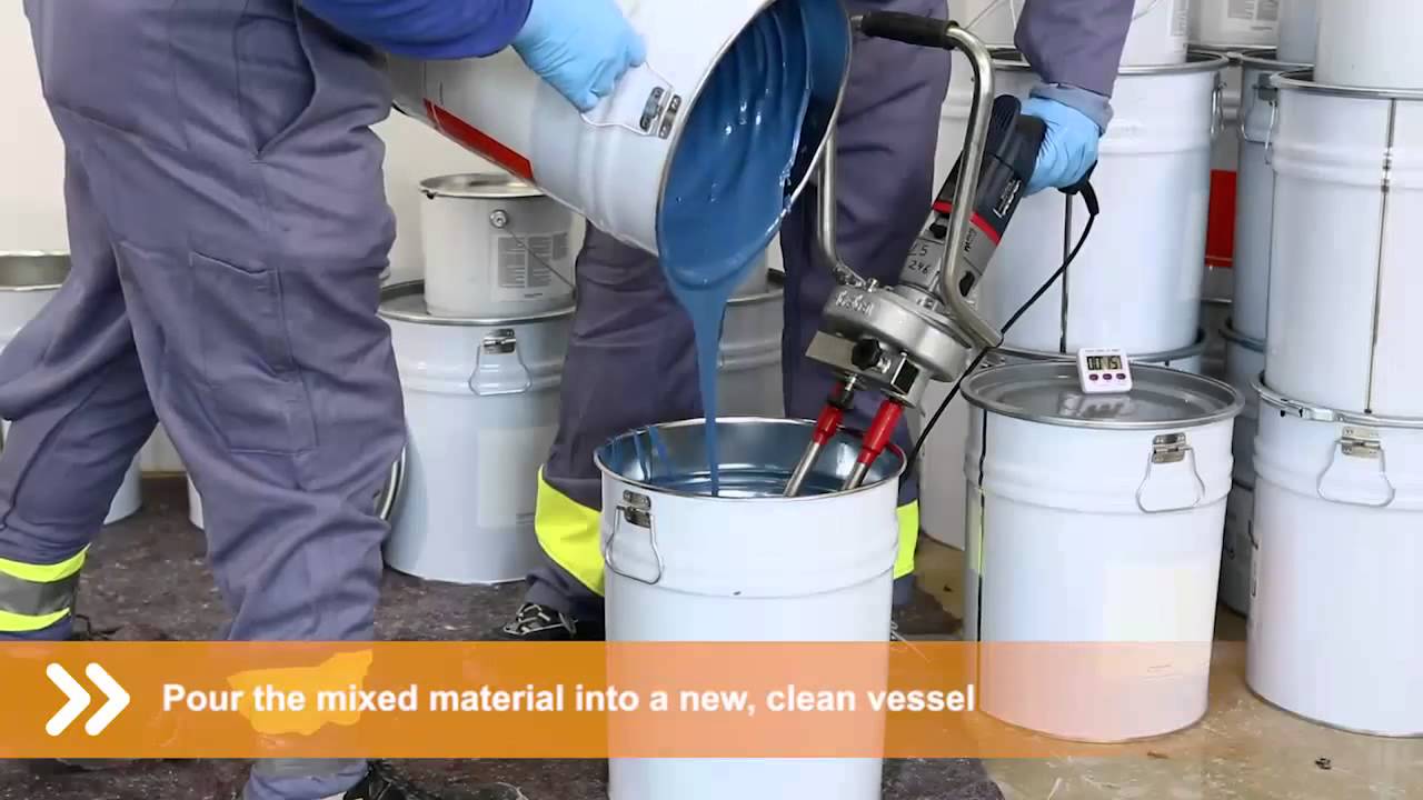 Mixing and application of a 2 component polyurethane flooring ...