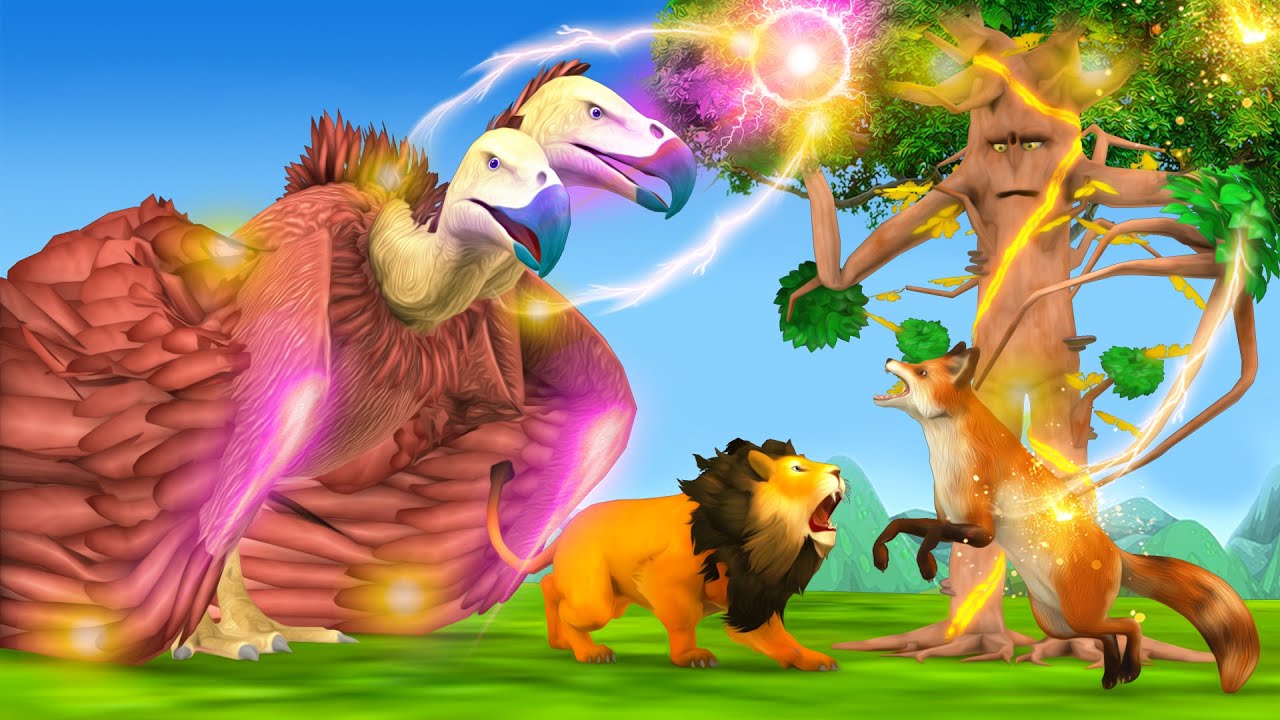 विशाल दो सिर वाला गिद्ध पक्षी जादुई पेड़ शेर और लोमड़ी Giant 2 Headed ...