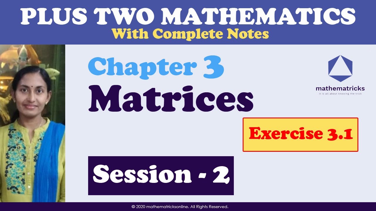 Plus Two Maths Chapter 3 Matrices Exercise 31 Solutionmatrix 6657
