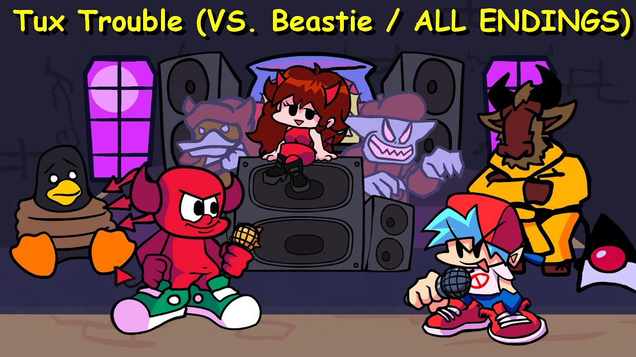 ALL ENDINGS | Tux Trouble (VS. Beastie) Full Week - Friday Night Funkin ...