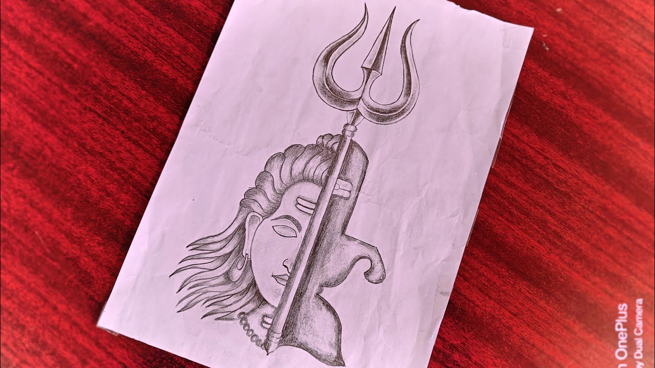 trishul drawing / Lord Shiva drawing / how to draw a trishul ...
