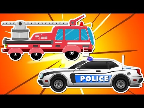 Red Fire Truck with Police Car and Ambulance | Emergency Cars Cartoon for kids