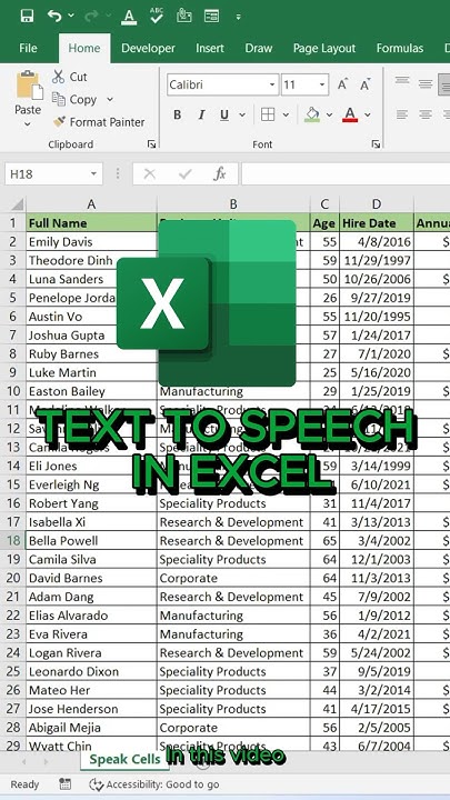 Converting text to speech in Excel with Speak Cells tool #shorts #excel #exceltips # ...