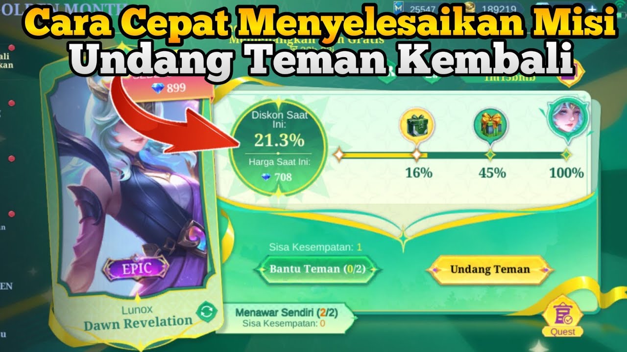 Skin Epic Lunox Gratis !! Cara Cepat Menyelesaikan Misi Undang Teman ...
