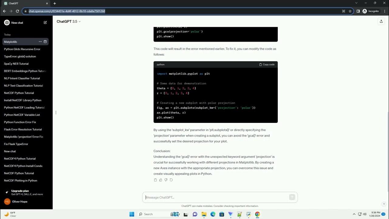 Python Gca Got An Unexpected Keyword Argument Projection Youtube