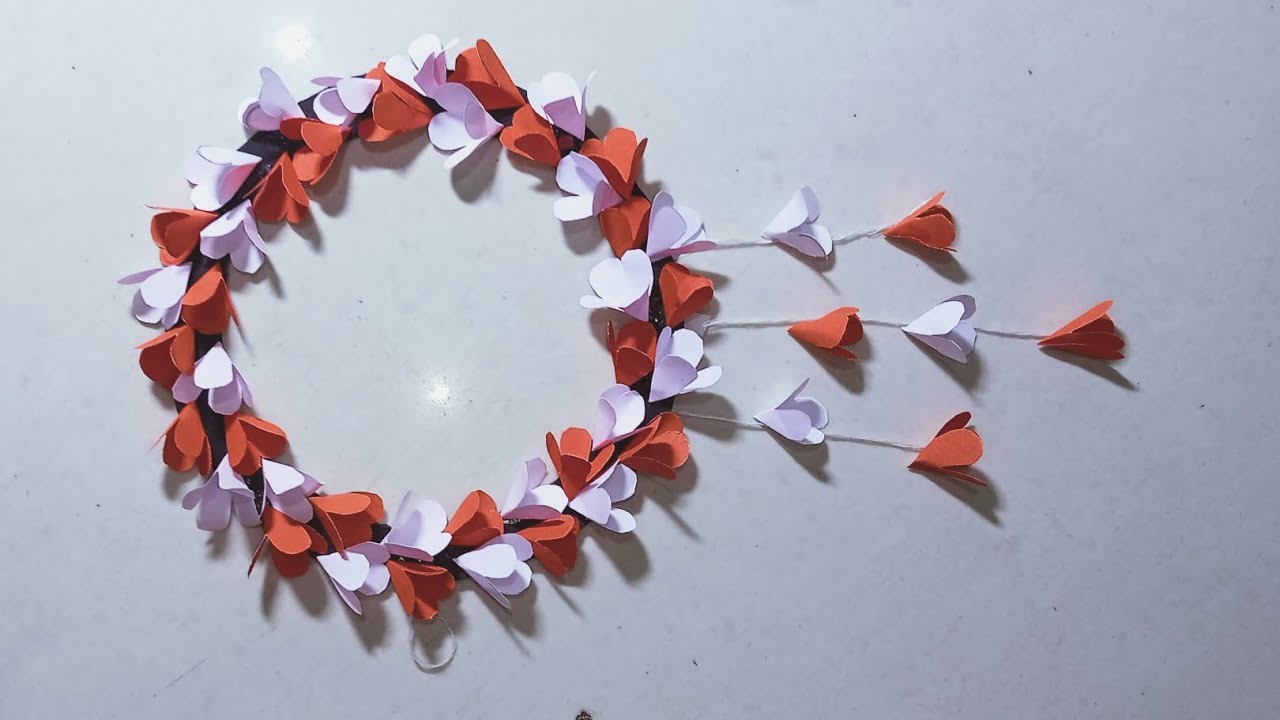 10 Quick Easy Paper Wall Hanging Ideas / Heart Flower Wall decor ...
