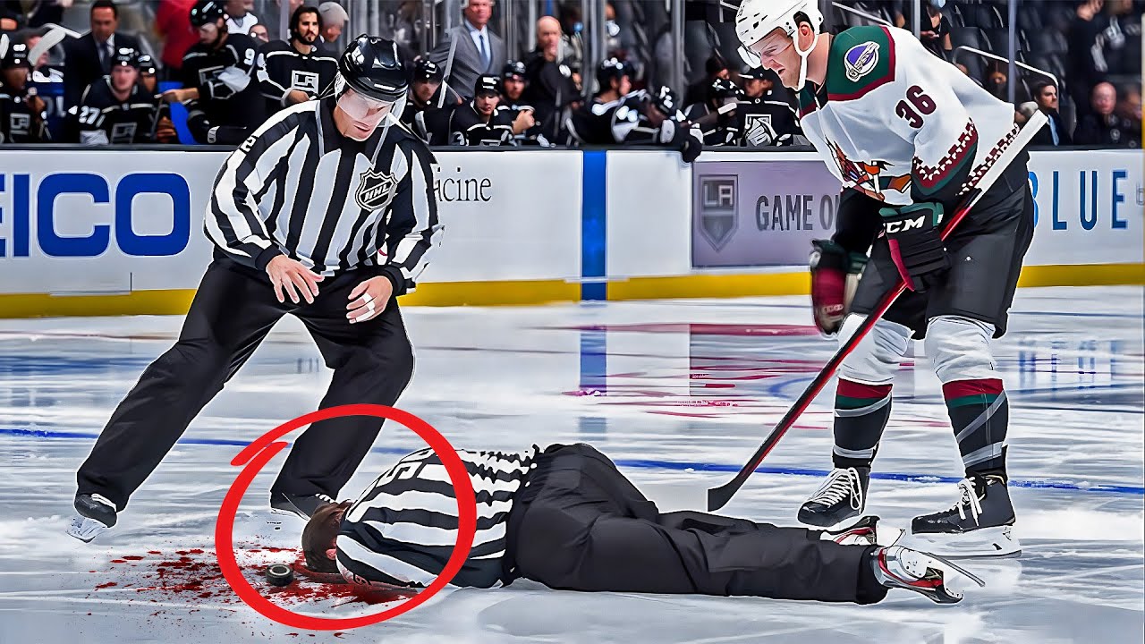 The Most Brutal NHL Referee Injuries - YouTube