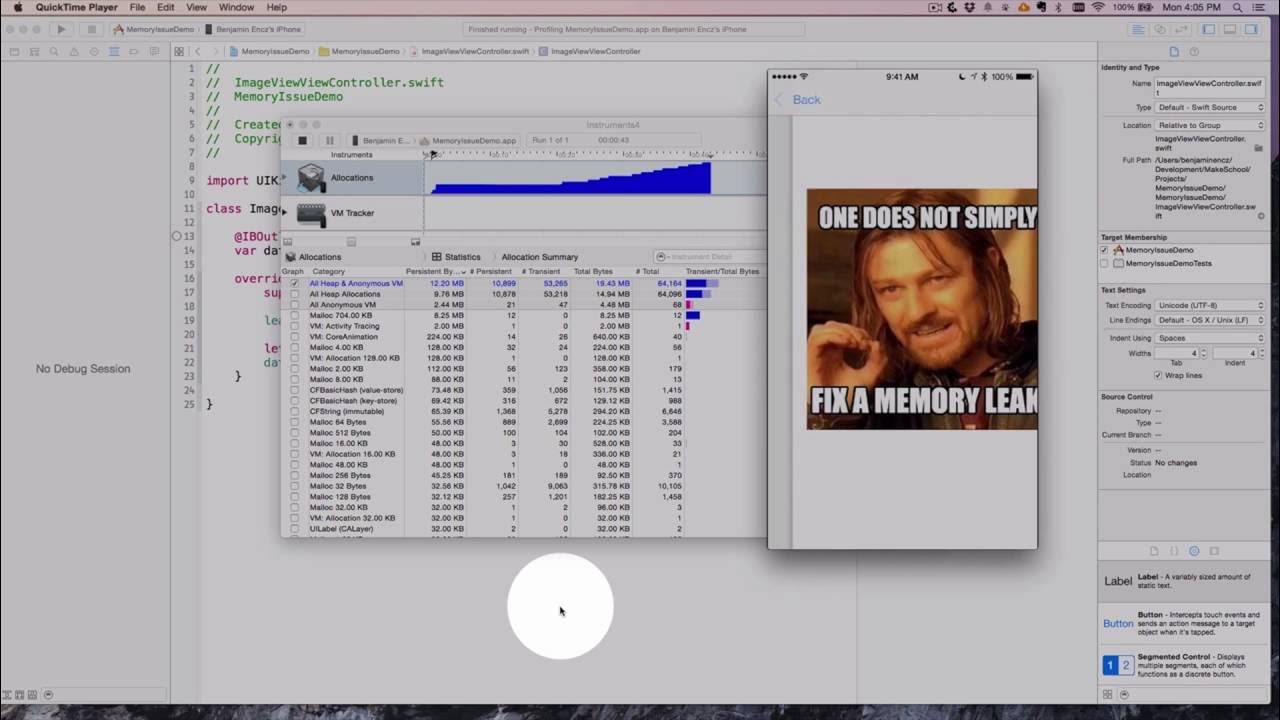 Debugging Swift Memory Issues with Xcode and Profiler - YouTube