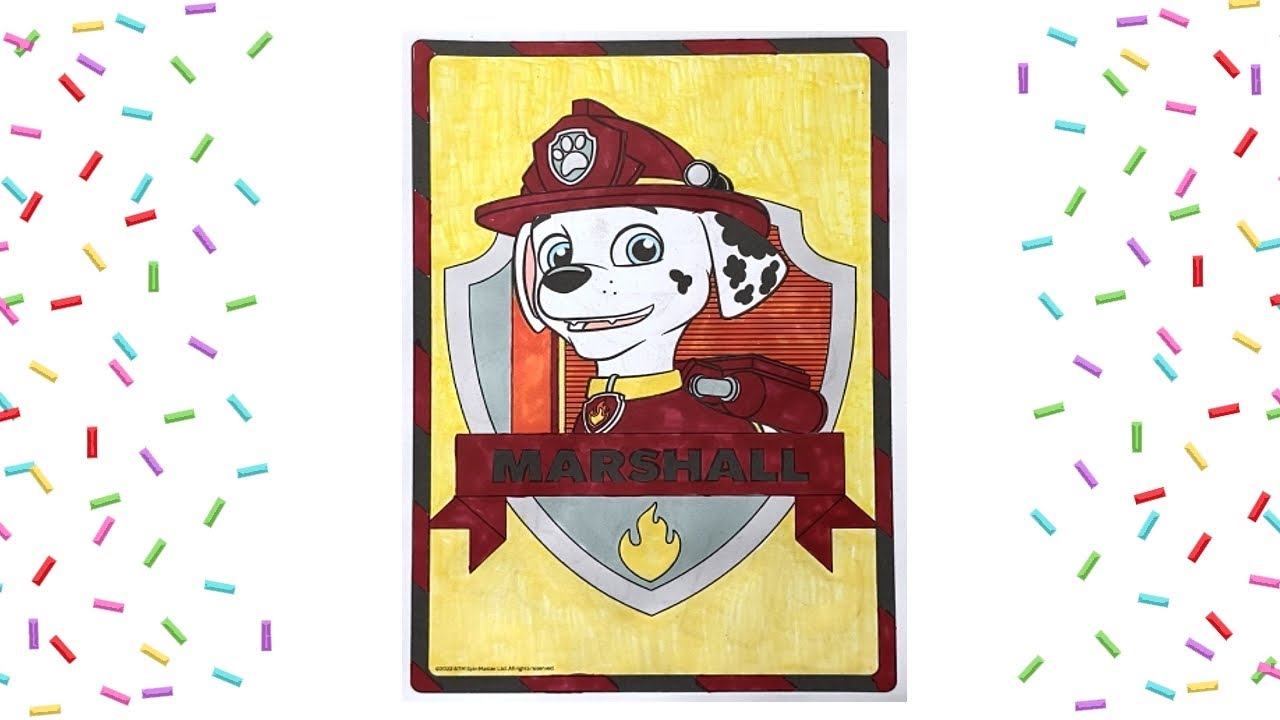 Coloring Paw Patrol Marshall Smiling Headshot Coloring Page with ...
