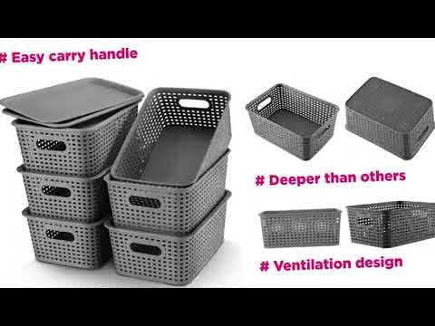 AREYZIN Plastic Storage Baskets With Lid Organizing Container Lidded ...