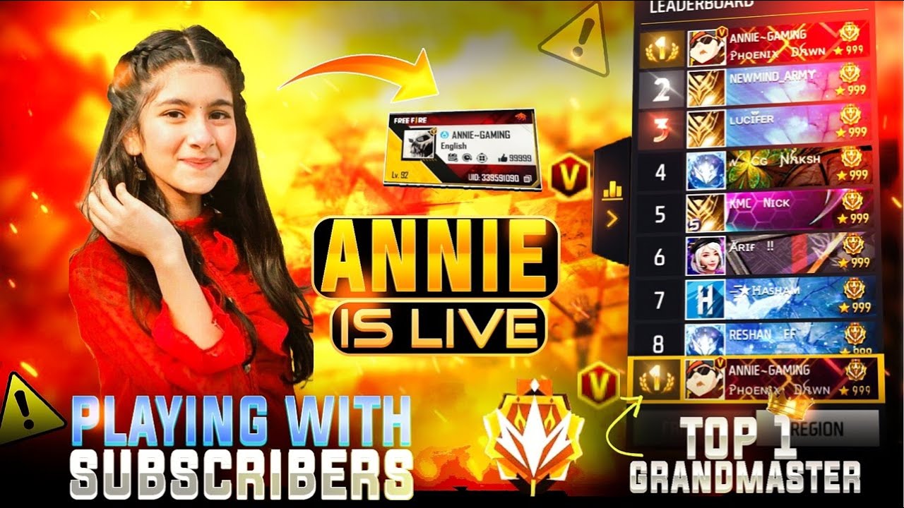 free fire live || free fire girl gamer || annie 0302 gaming is live # ...