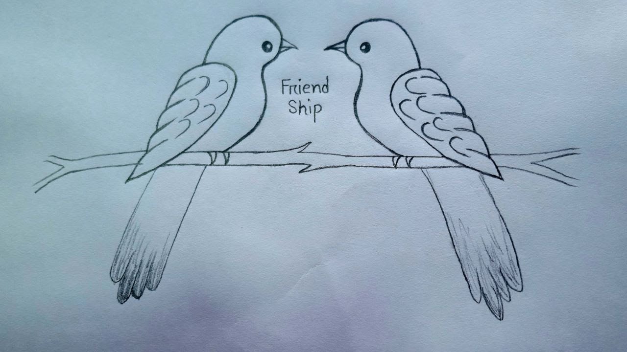 How to Draw 2 Friendship Birds From number 2 | Love birds Draw use ...