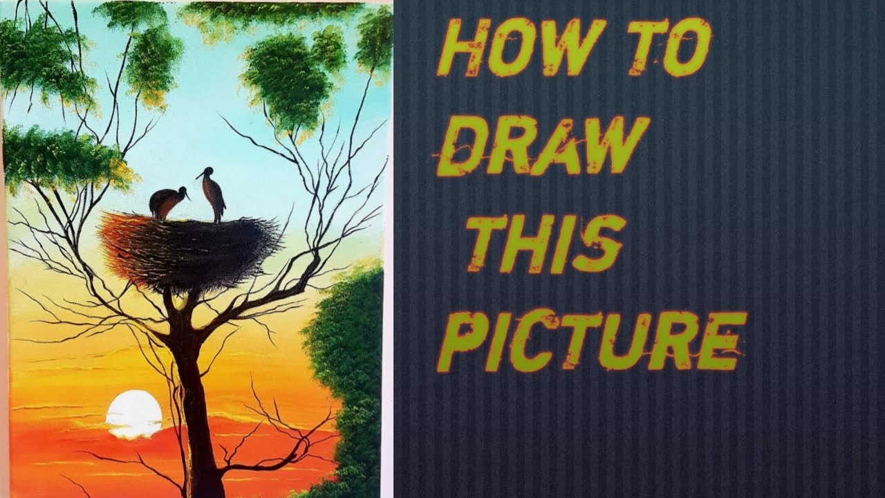 How to drawing tree leaves/How to draw a beautiful picture/step by step ...
