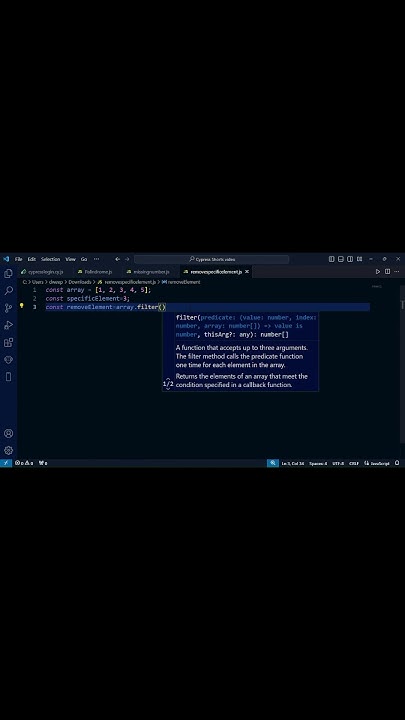 Remove Specific Element From An Arraycoding Programming Javascript Foryou Youtube
