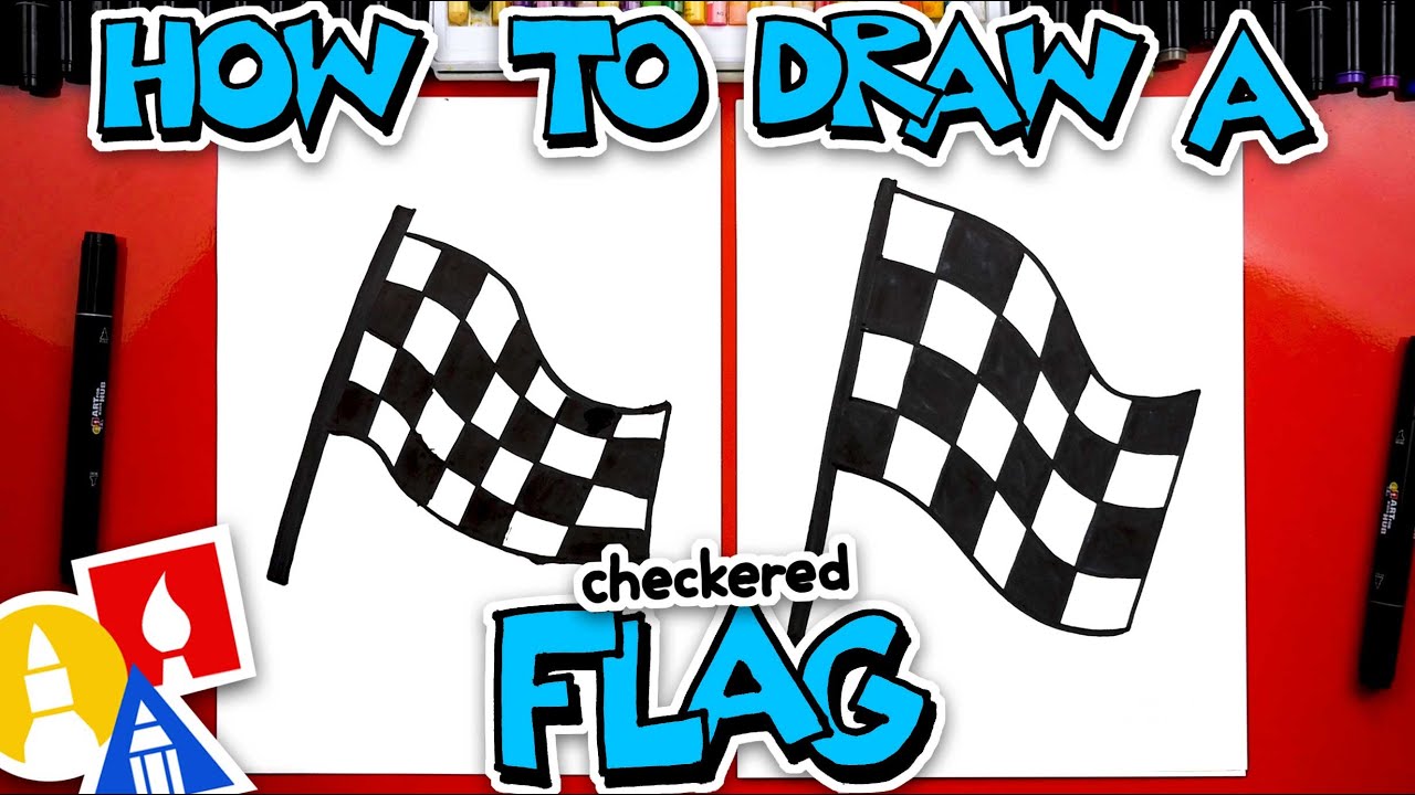 How To Draw A Checkered Flag - YouTube