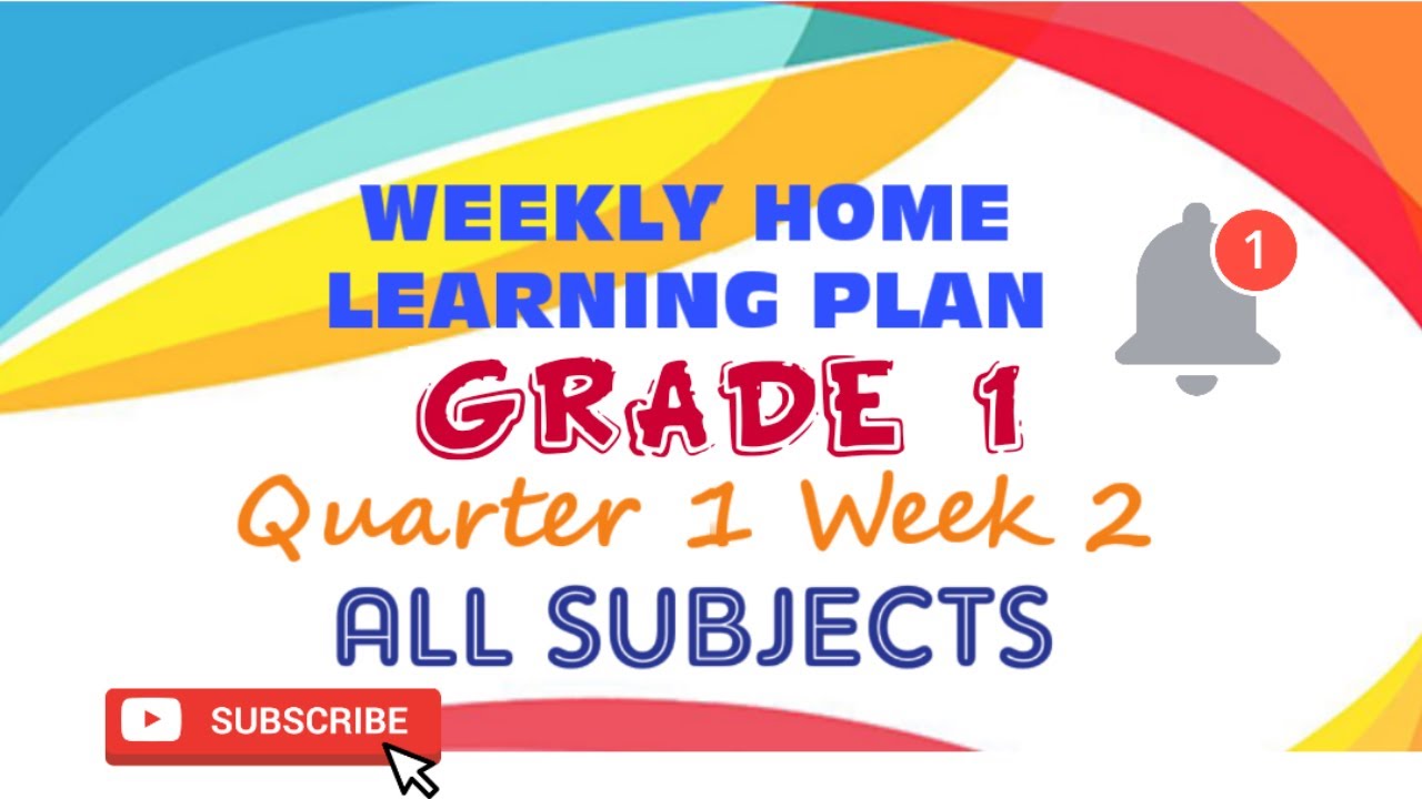 Weekly Home Learning Plan GRADE 1 Quarter 1 WEEK 2 All Subjects - YouTube