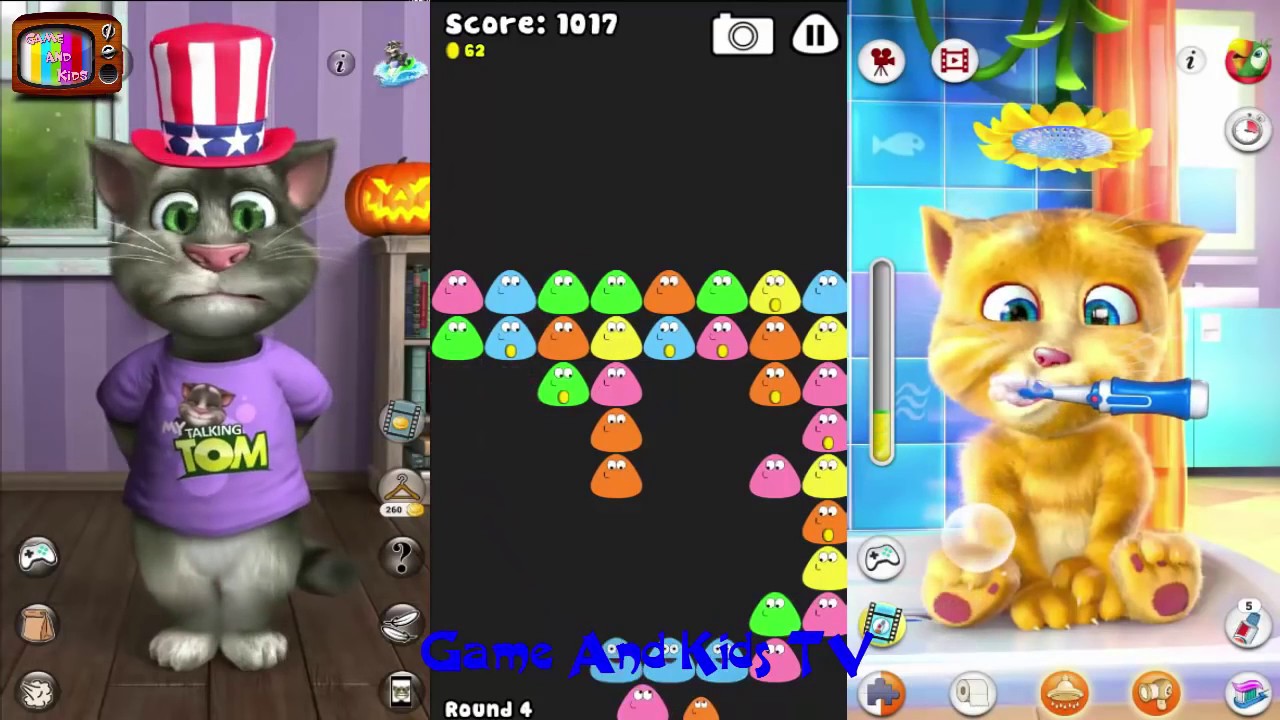 My Talking Tom Cat VS Talking Pou VS Talking Ginger Gameplay For Kids ...