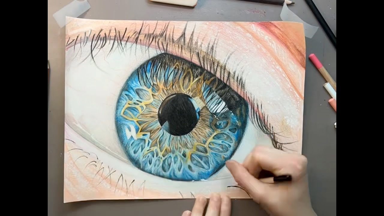 Hyper Realistic Eye Drawing Time Lapse with Colored Pencil - YouTube