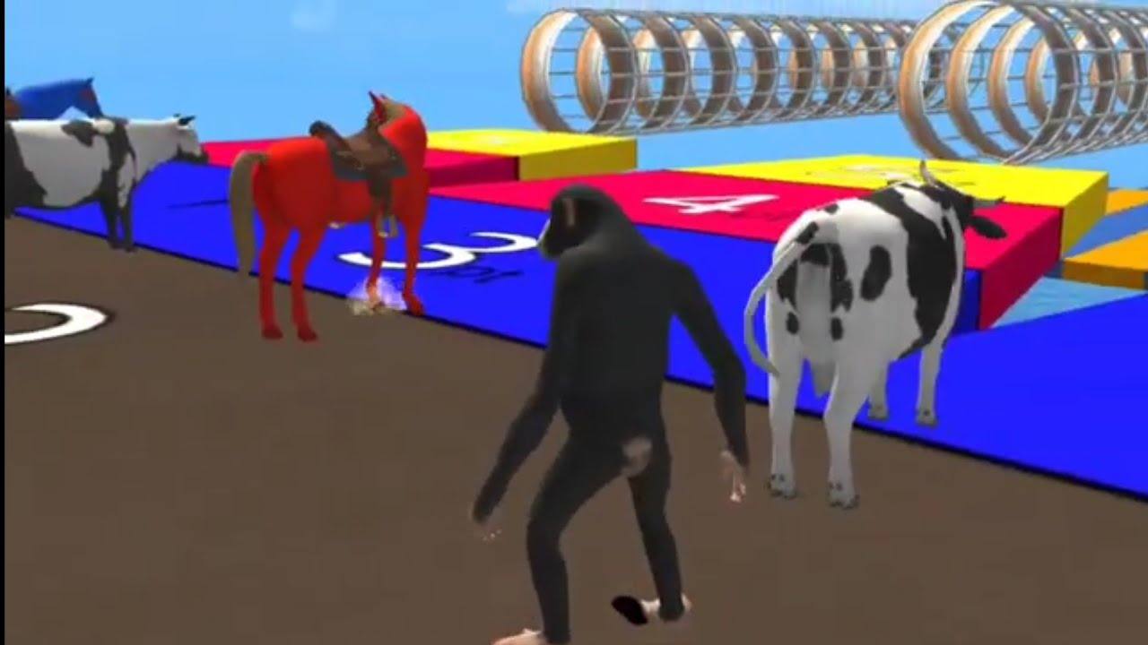 Colorful Cow and monkey cartoon video - YouTube