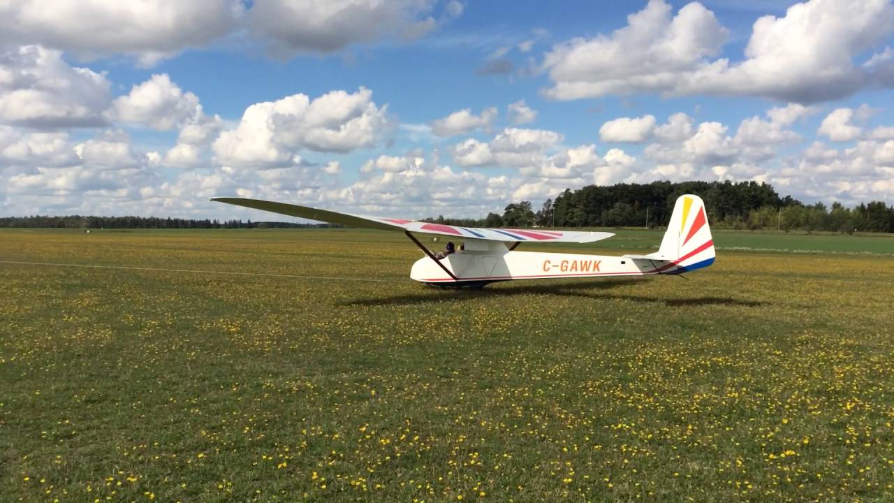 Slingsby glider takeoff - YouTube