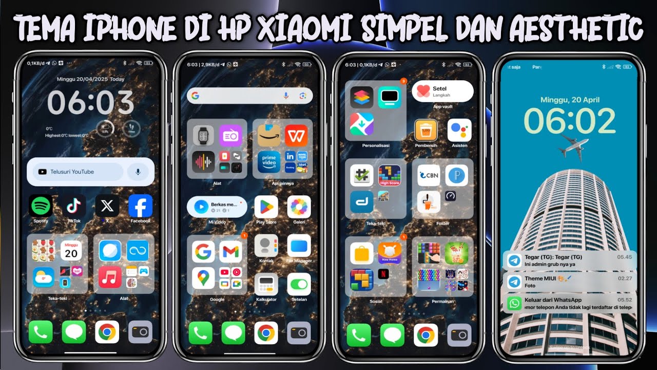 Tema iPhone di HP Xiaomi!! Simpel dan Aesthetic Tembus akar Support ...