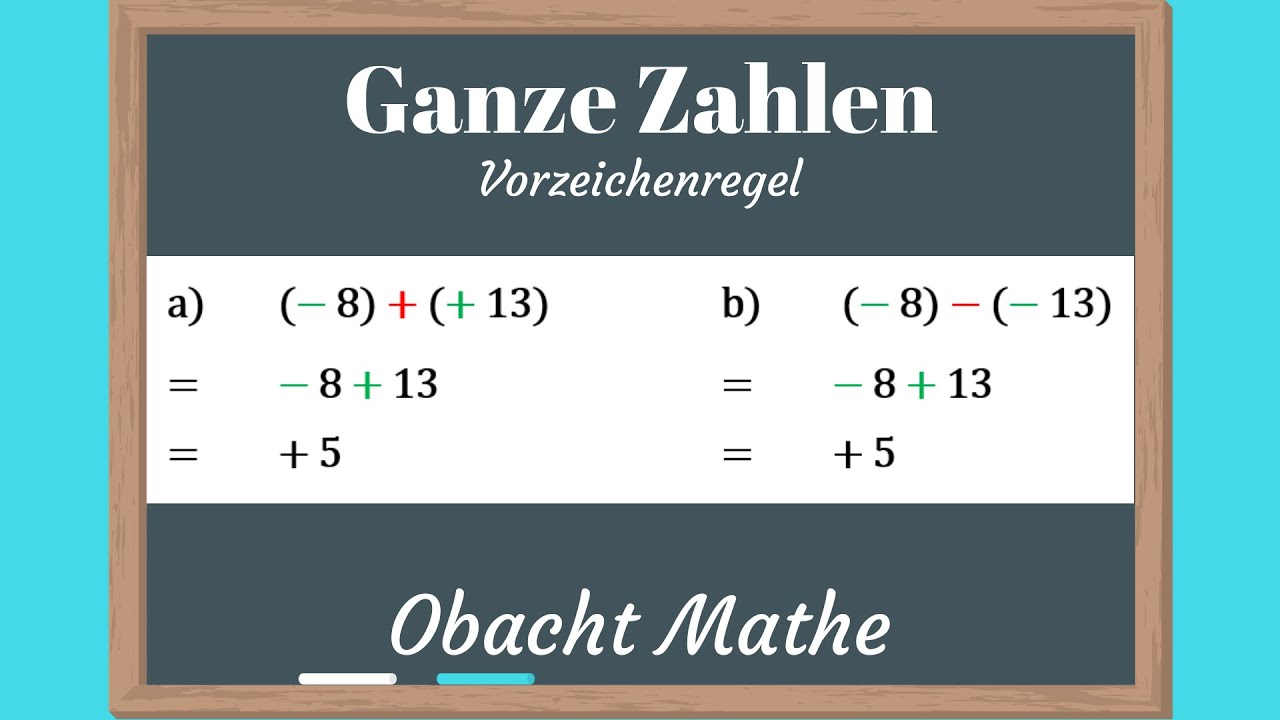 Ganze Zahlen: Vorzeichenregel | Klammern weglassen | ganz einfach ...