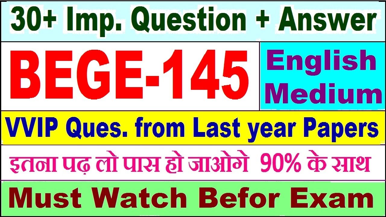 BEGE 145 important questions with answer | bege 145 Previous Year ...