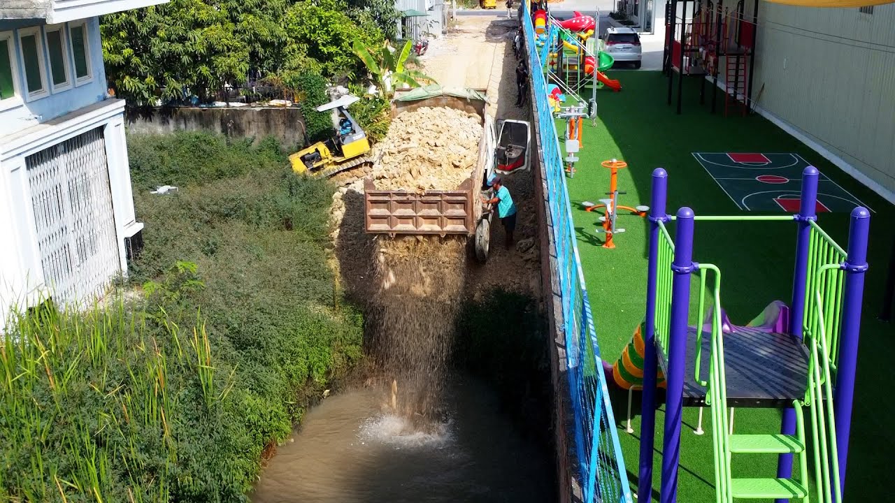 Bulldozer Supports 5T Truck in Land Development Project - YouTube