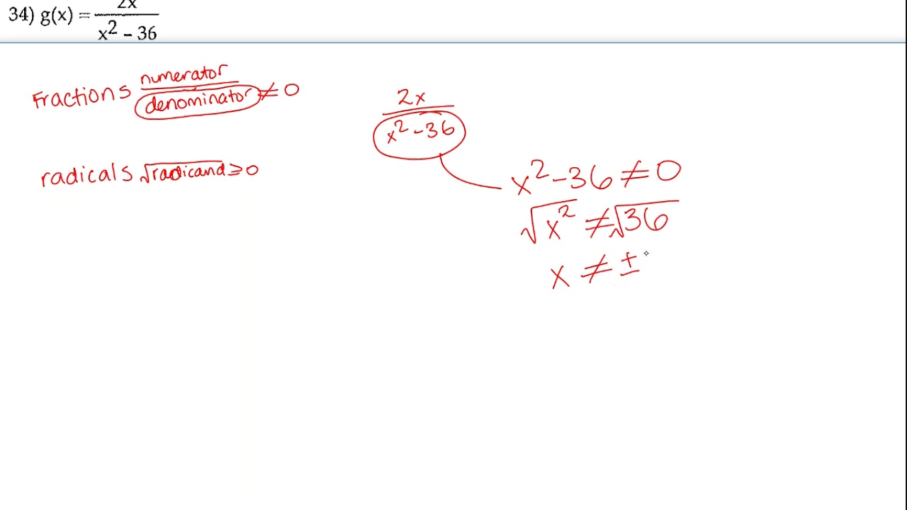 34) Find the domain of the function. - YouTube