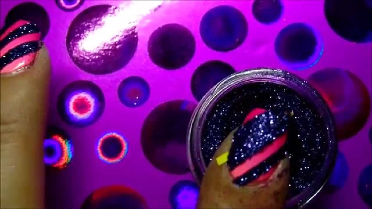 Three Pink Gradient and Purple Loose Glitter Mani - YouTube