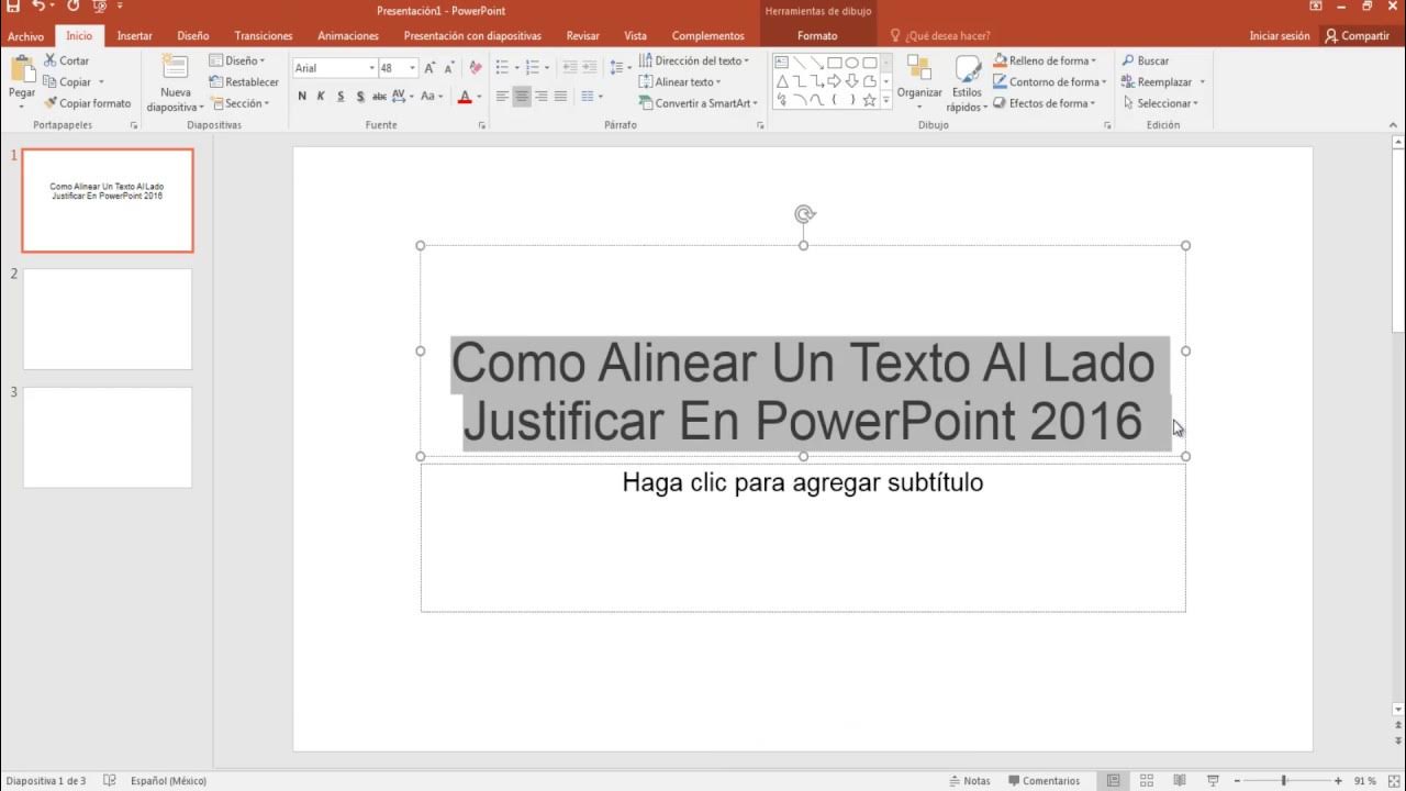 Como Alinear Un Texto Al Lado Justificar En PowerPoint 2016 - YouTube