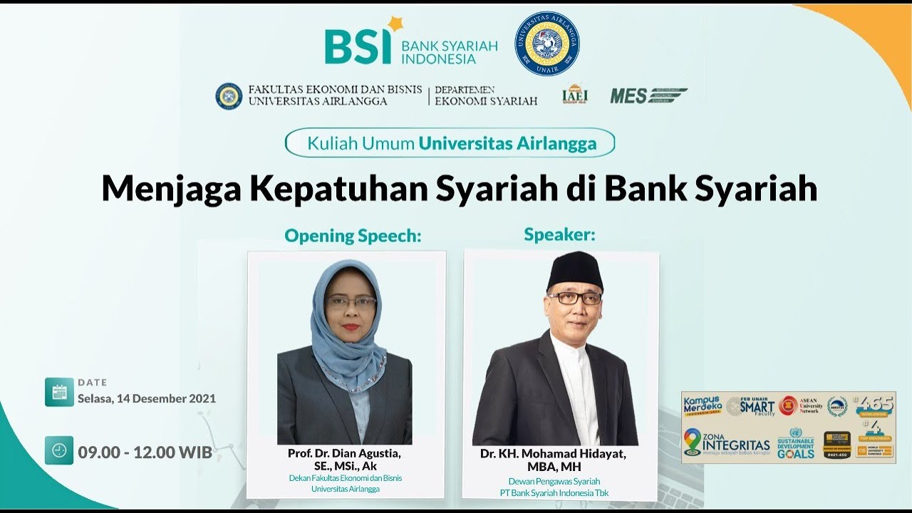 KULIAH UMUM UNAIR-MENJAGA KEPATUHAN SYARIAH DI BANK SYARIAH-DR. KH ...