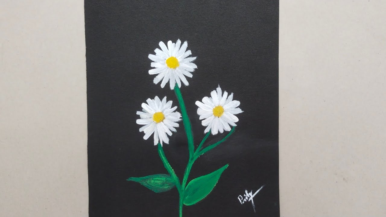 watercolor painting/ flower drawing || black paper drawing - YouTube