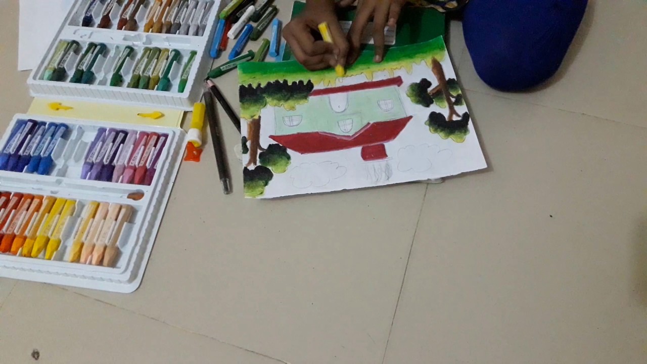 How to Draw a Colorful House Drawing For Kids - YouTube